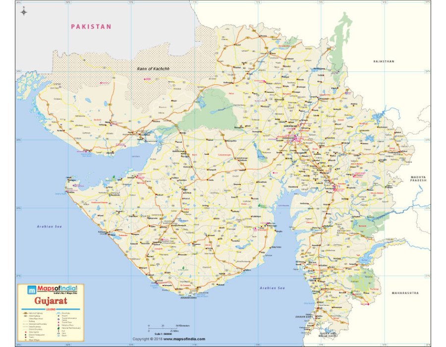 Buy Gujarat Large Map online